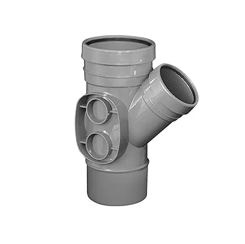 160mm x 110mm 135° Double Socket Unequal Branch - Light Grey | Plastics Express